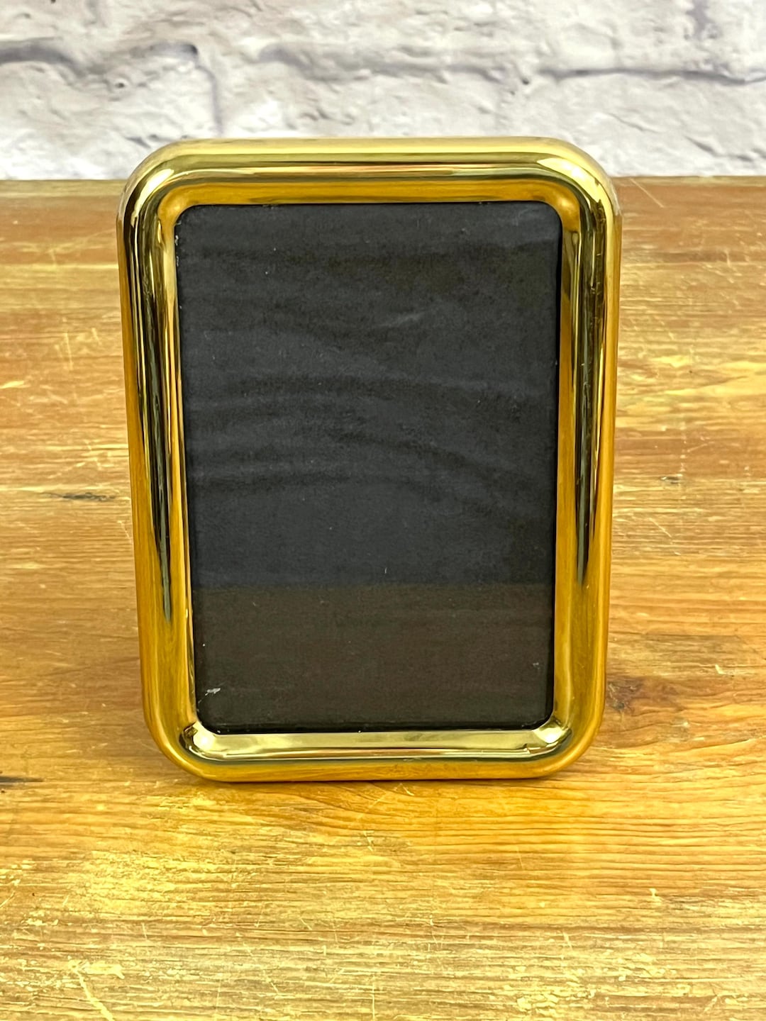 Vintage Small Brass Rectangular Table Top Frame Table Number Display ...