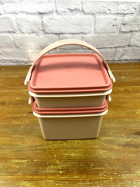 Vintage Pink Tupperware Lunchbox Stackable Bento Box… - Gem