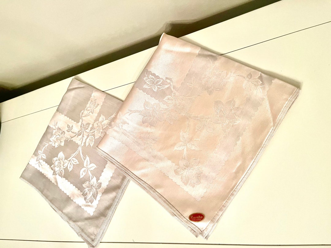 Vintage Pink Damask Napkins Kureha Japan Pink/silver Grey Reversible ...