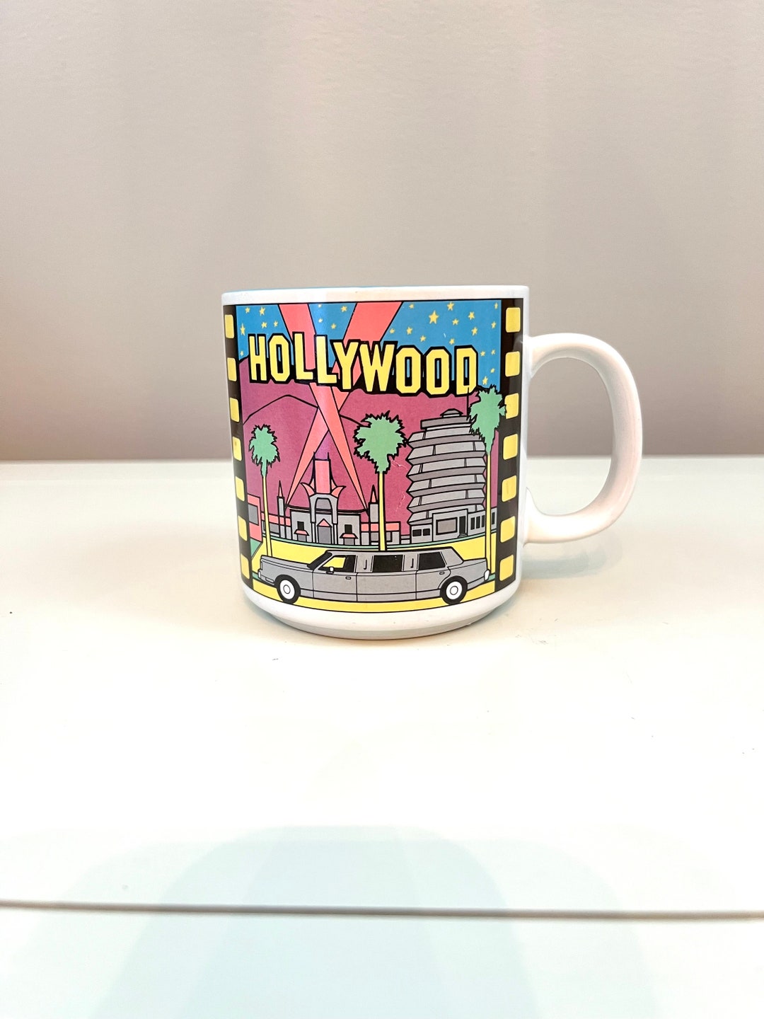 Vintage 90s Hollywood Mug Classic California Art by Michelle Wilson ...