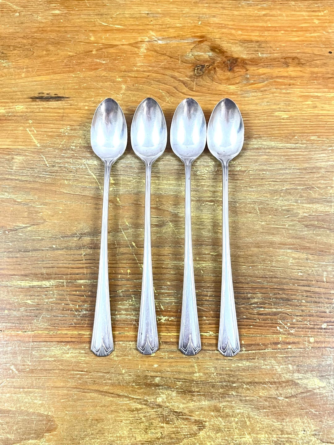 Vintage "viking" Pattern Silverplate Ice Tea Spoons Ice Cream Sundae ...
