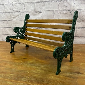 Vintage Green Cast Iron Doll Sized Park Bench Decorative Christmas ...