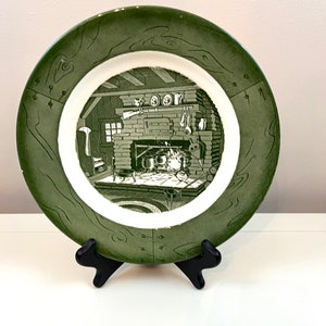 Vintage Colonial Homestead by Royal Green & White Transferware Dinner ...