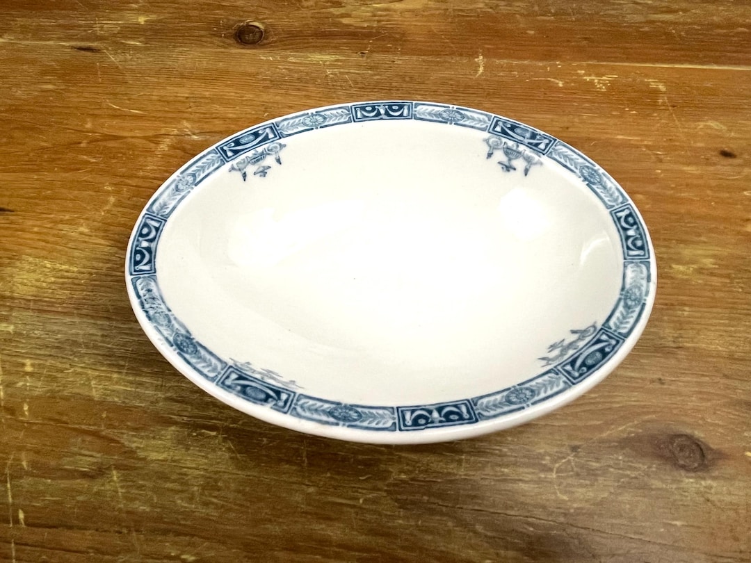 Vintage "atlantic Pattern" Scammells Bowl Trenton China Blue and White ...