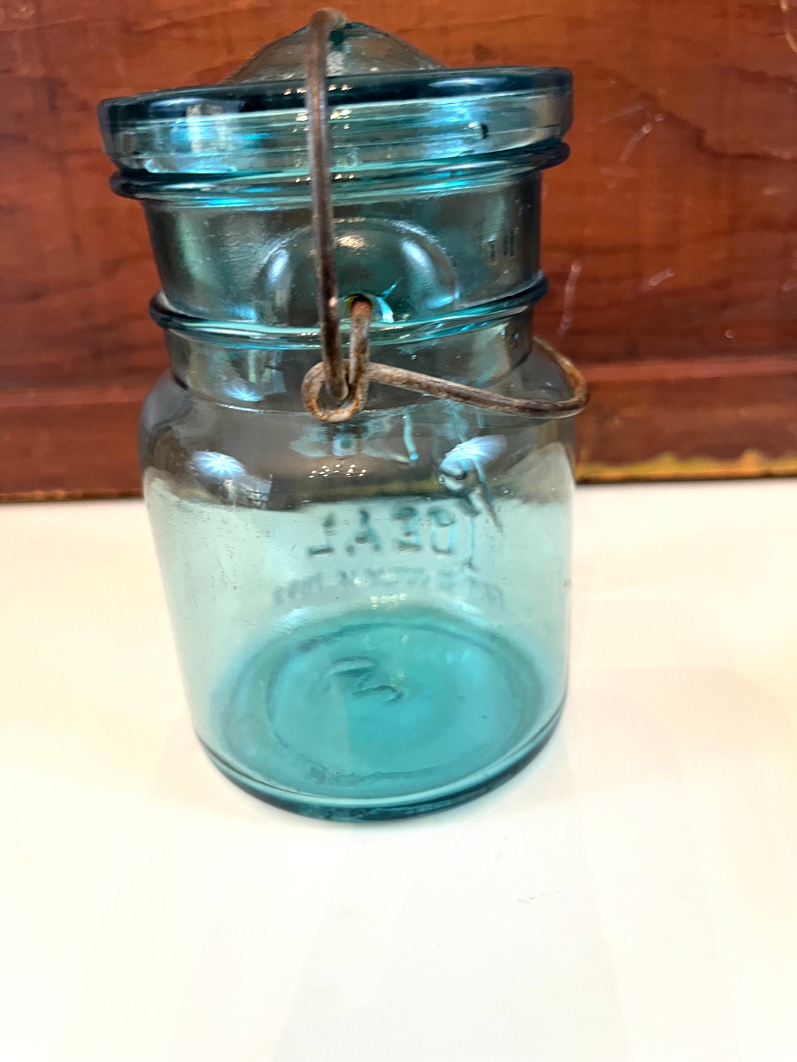 Vintage Small Blue Ideal Canning Jar Wire Bail Jar Kitchen Storage ...