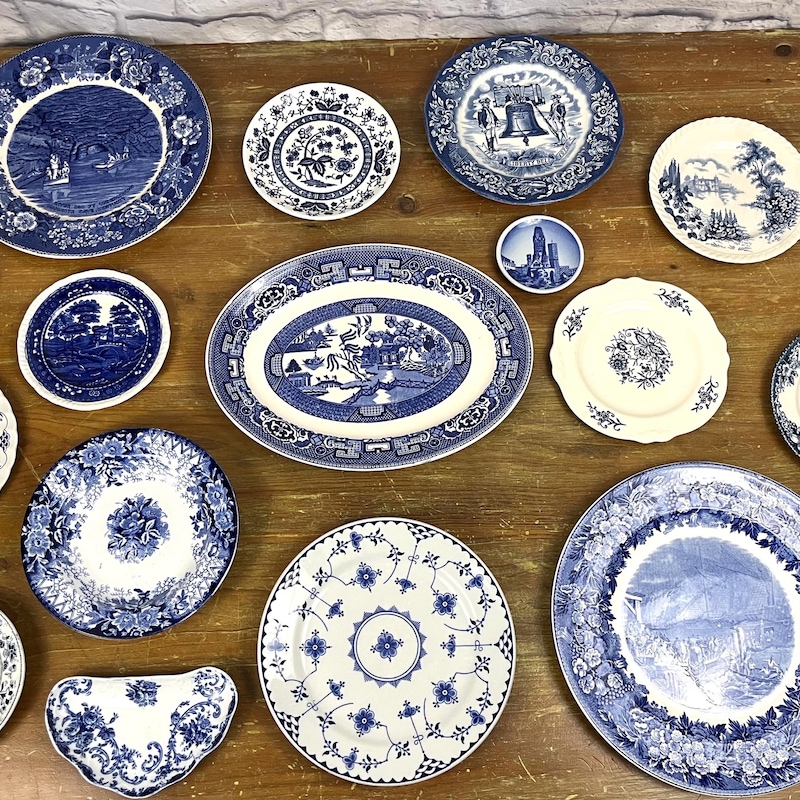 Antique Blue Plates - Etsy