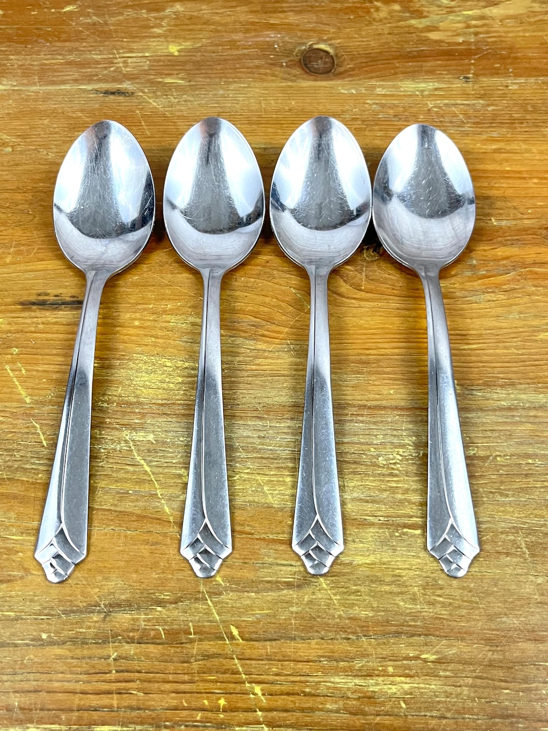 Vintage Stainless USA Place Spoons Basket Weave End Set of 4 Place ...