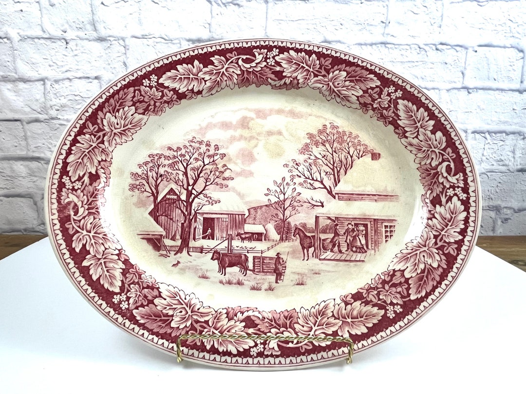 Vintage Currier and Ives Decorative Thanksgiving Platter Wall Decor ...