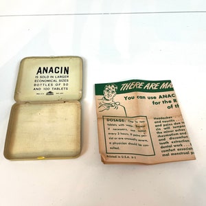 Vintage Anacin and Aspirin Tin Pill Carrying Case Collectible Pharmacy ...