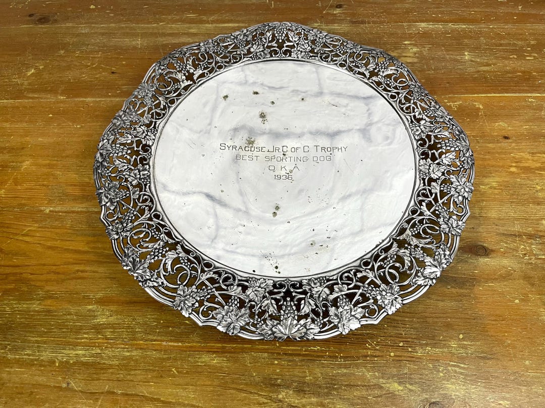 Vintage Silverplate Trophy Tray "best Sporting Dog" OKA 1936 Syracuse ...