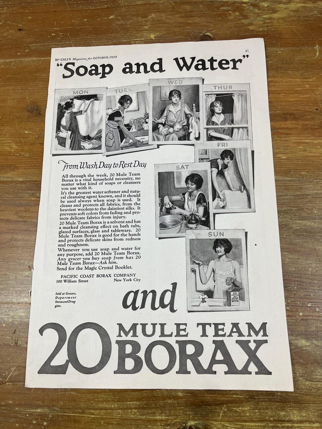 Antique Art Deco Era Borax Brand Laundry Room Decor Original 1923 ...