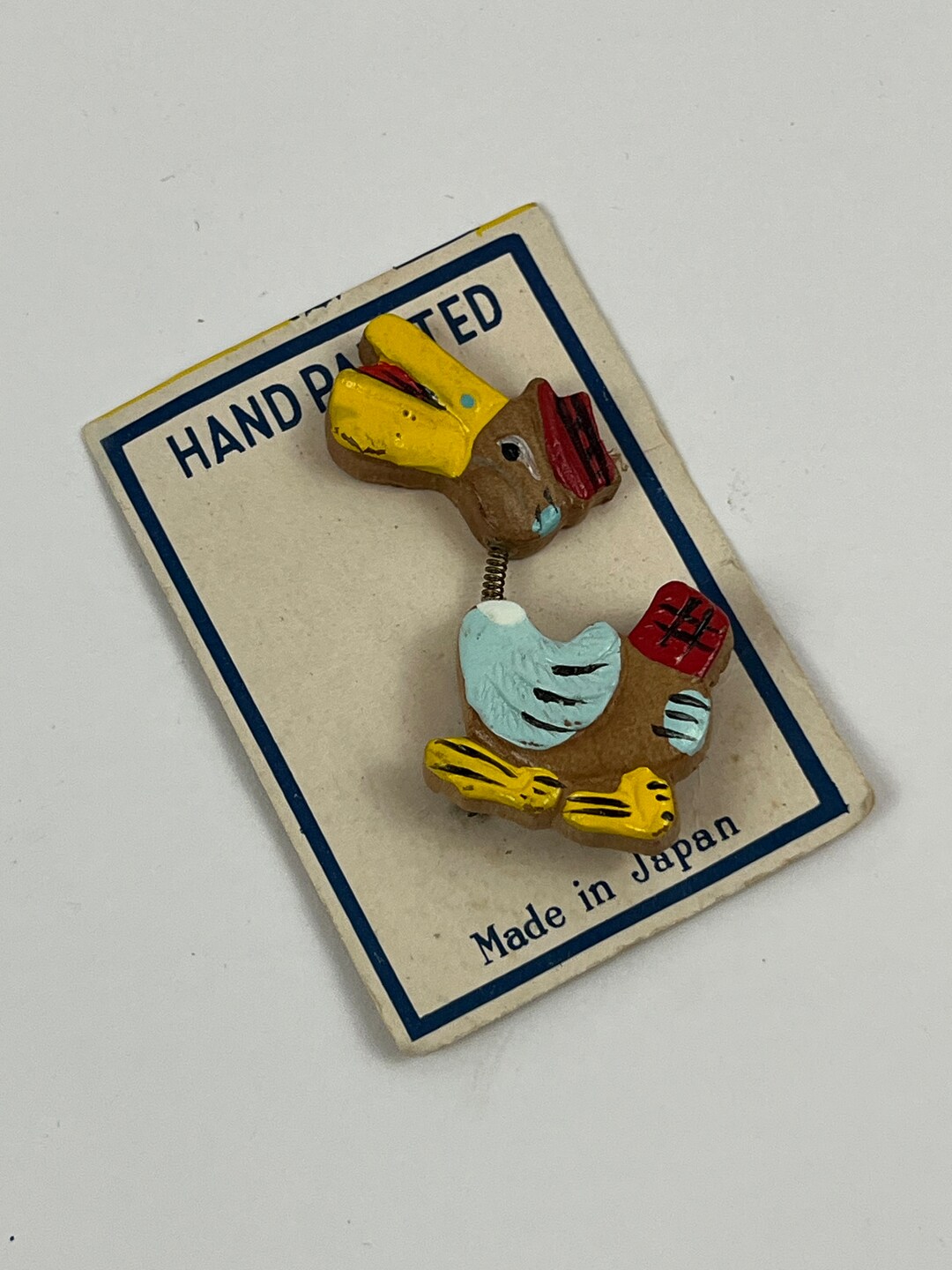 Vintage Duck Bobble Head Bird Pin Made in Japan Hand Painted Cute Toy ...