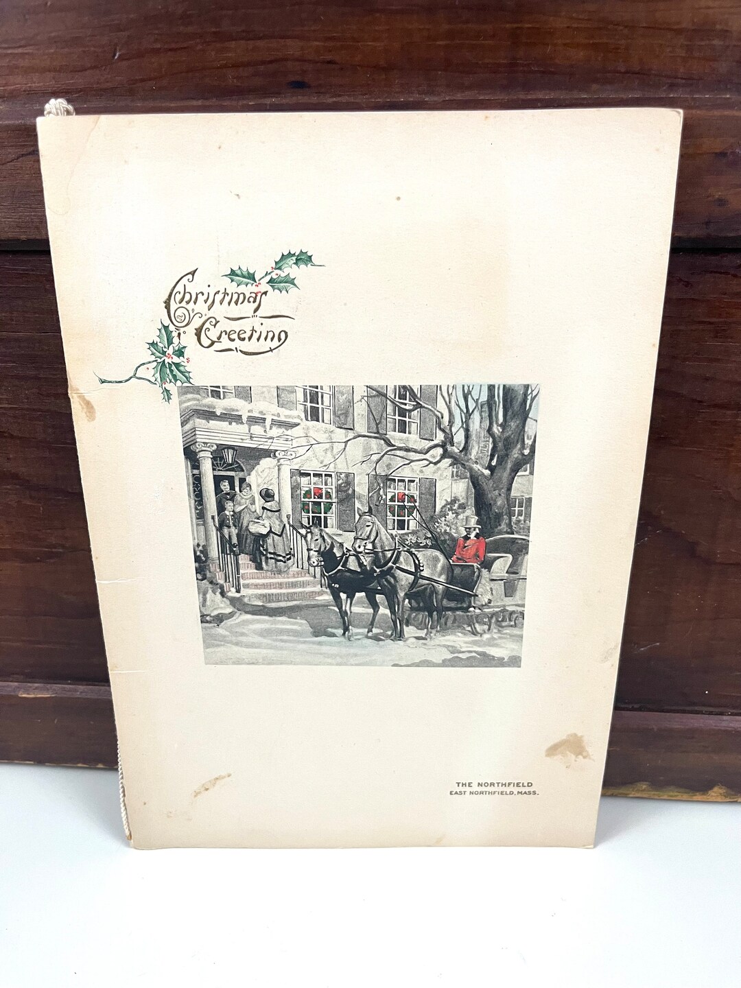Antique Christmas Day Menu for the Northfield Inn in Massachussets ...