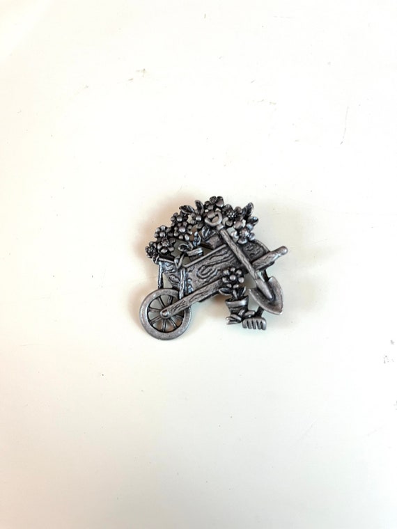 vintage garden cart pin - Gem