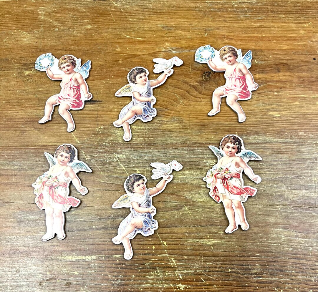 Vintage Angel Die Cut Christmas Ornaments Merrimack Cardboard White and ...
