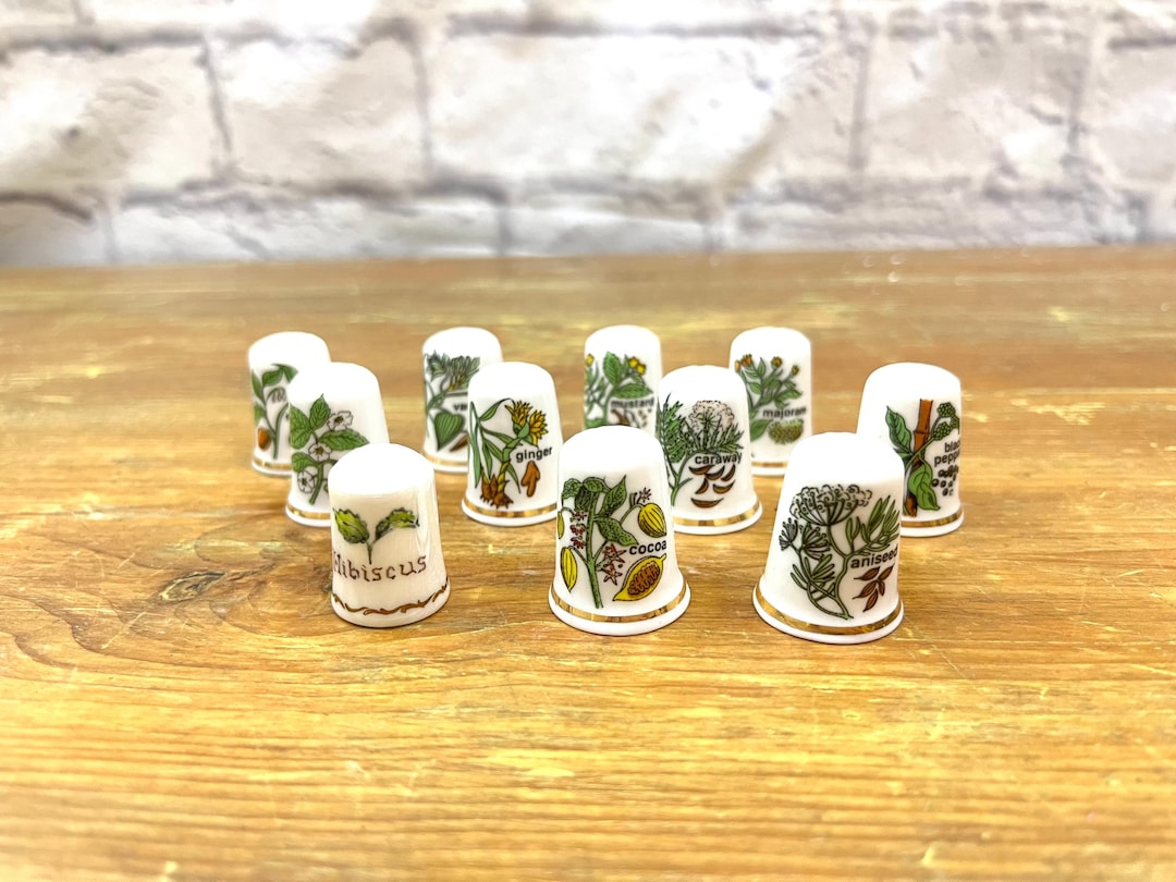 Vintage Culinary Herb Themed Thimbles Perfect Gift for the Quilter ...