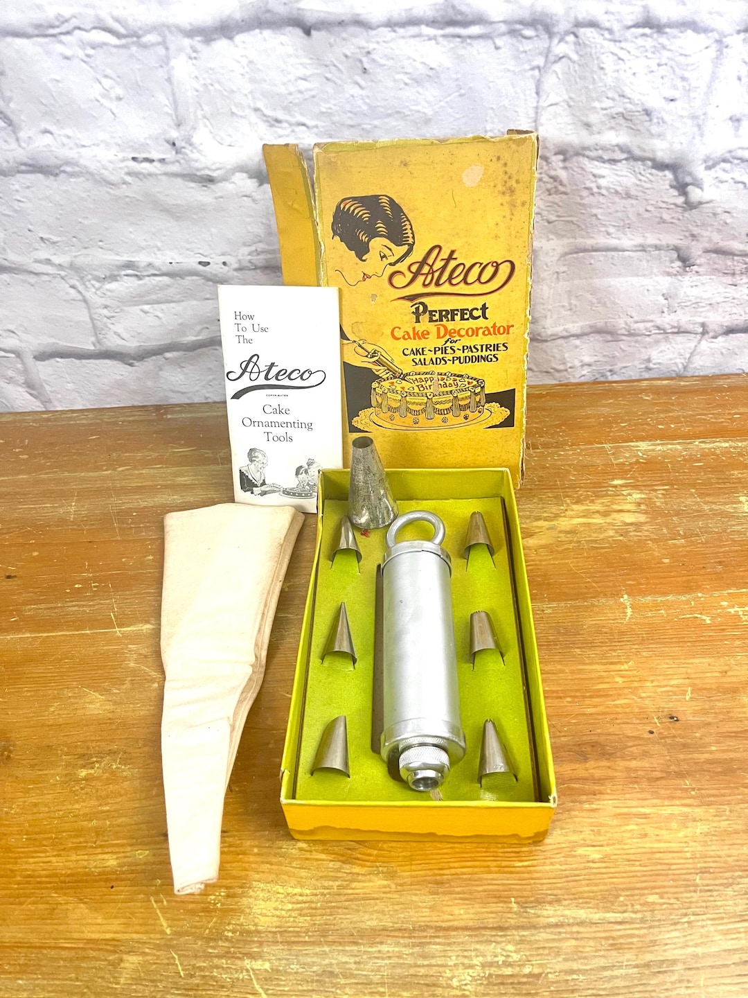 Vintage Ateco Cake Decorating Set Piping Attachments Instructions and ...