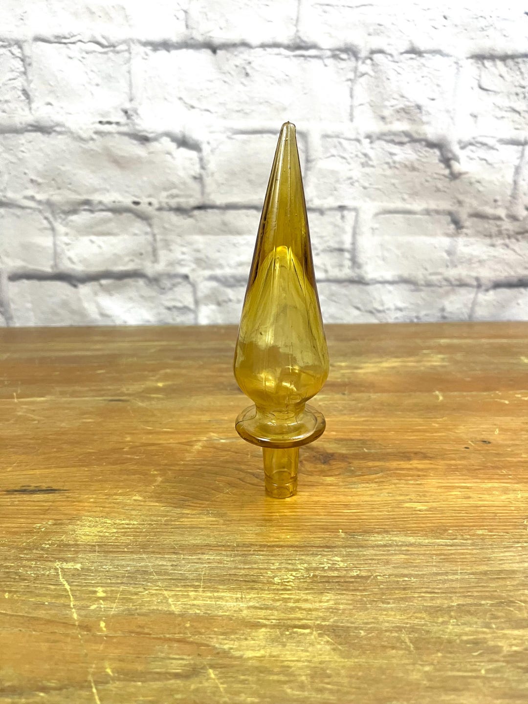 Vintage Amber Glass Stopper Italian Mid Century Art Glass Replacement ...