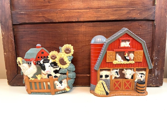 Vintage Farm Scene Wall Hanging Plastic Barn & Barn Animal - Etsy