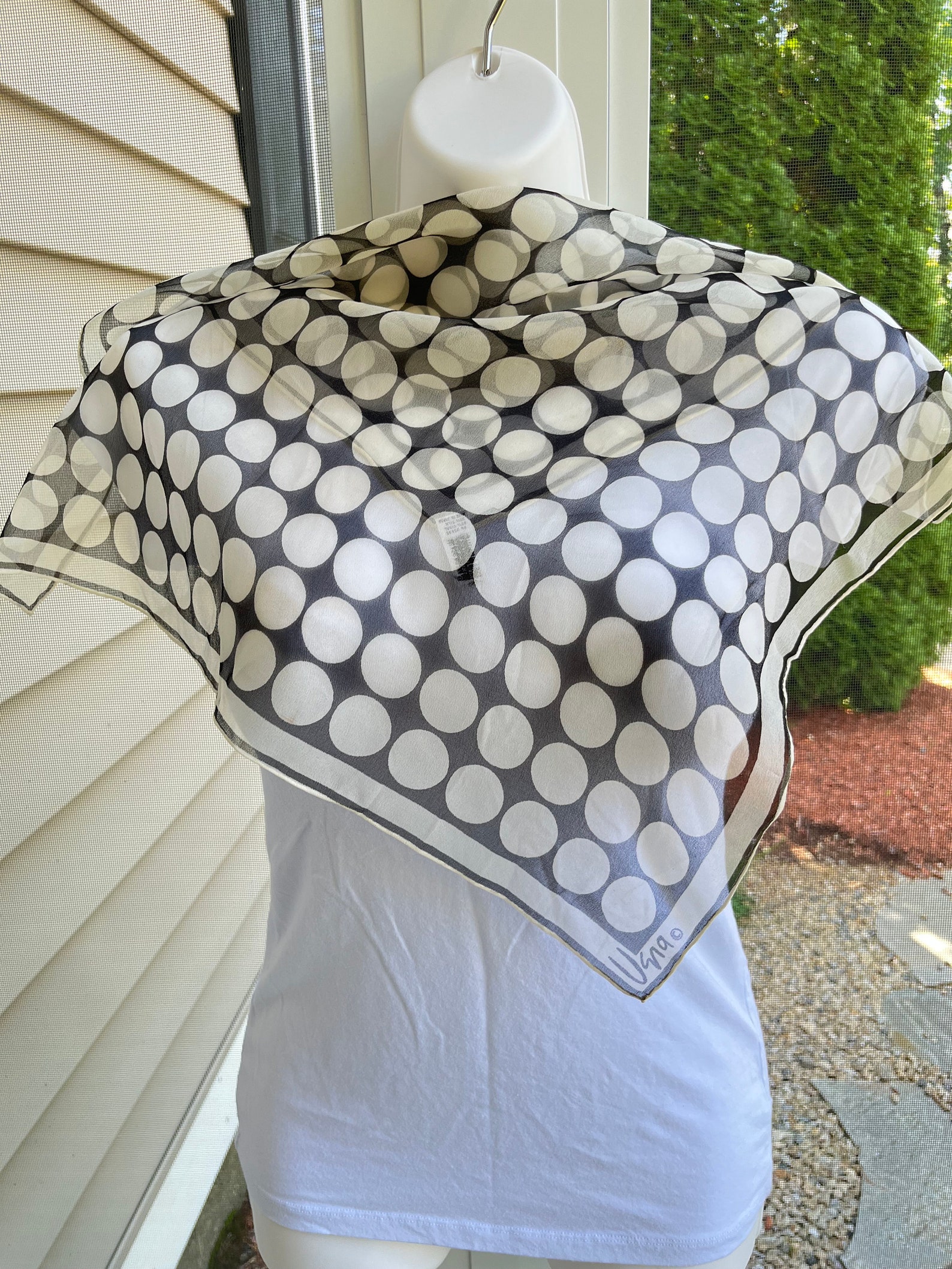 Vintage Vera Scarf Black and White Polka Dot Scarf Sheer - Etsy