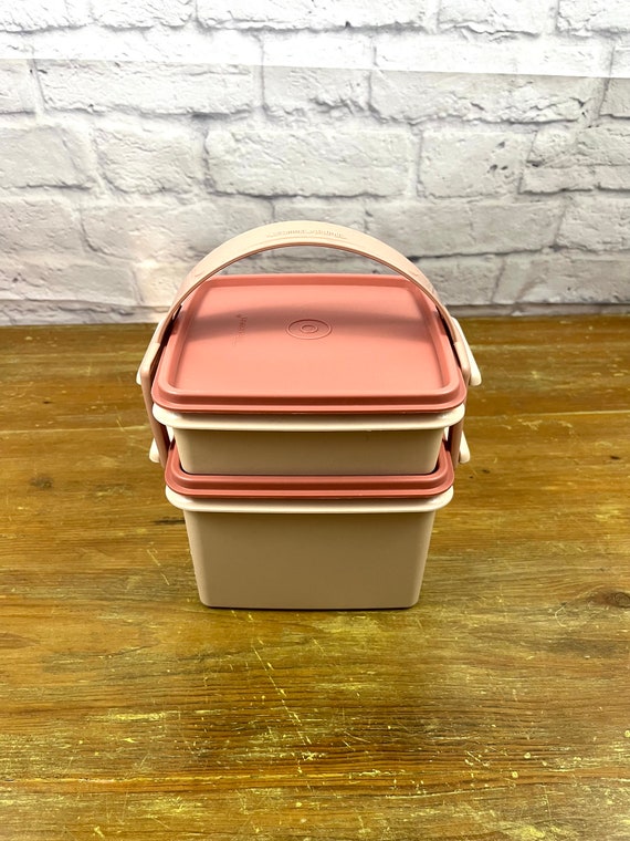 Vintage Pink Tupperware Lunchbox Stackable Bento Box… - Gem
