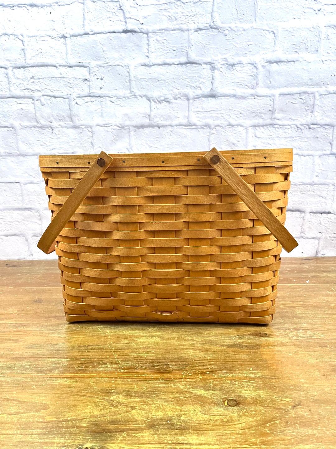 Vintage Longaberger Magazine Basket 2001 Signed Storage Basket With ...