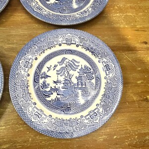 Vintage Blue Willow Dinner Plates EIT England Made 10 1/2 Wide Set of 4 ...