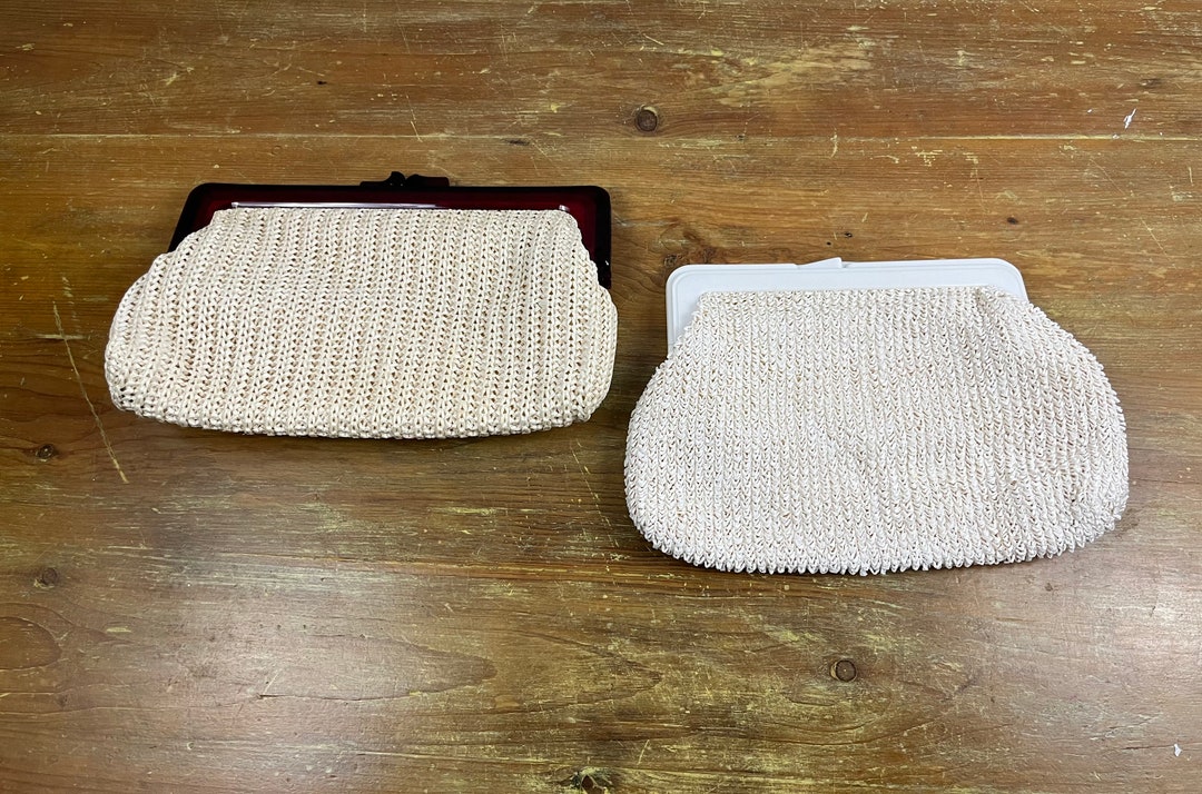 Vintage Raffia Clutch White and Ivory Made in Hong Kong Choice of 2 - Etsy
