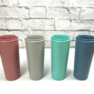 Vintage Graduated Cylinder Tupperware Tumblers Set of 12 Pink Mint ...