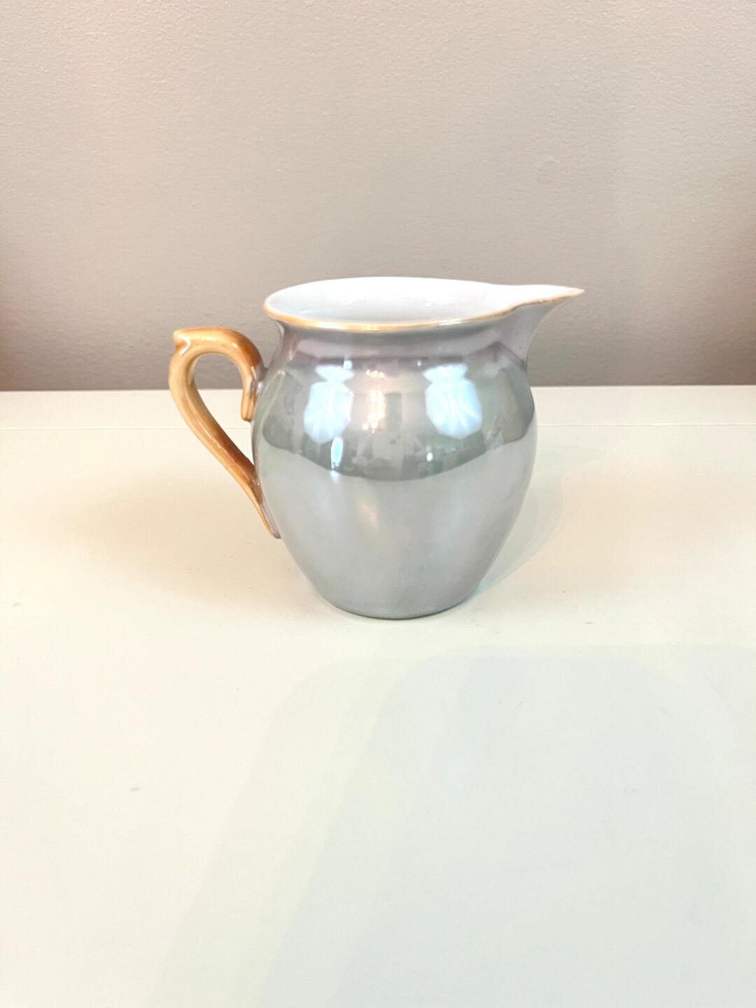 Vintage Small Lusterware Creamer Made in Czechoslovakia Iridescent Blue ...