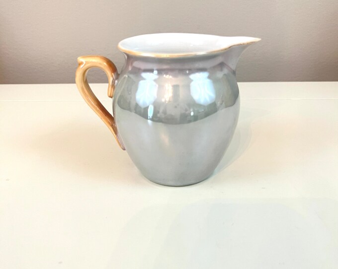 Vintage Small Lusterware Creamer Made in Czechoslovakia Iridescent Blue ...