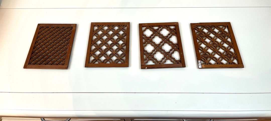 Vintage Mini Wood Screens 6 X 5 Inch Decorative Wall Decor Plant ...