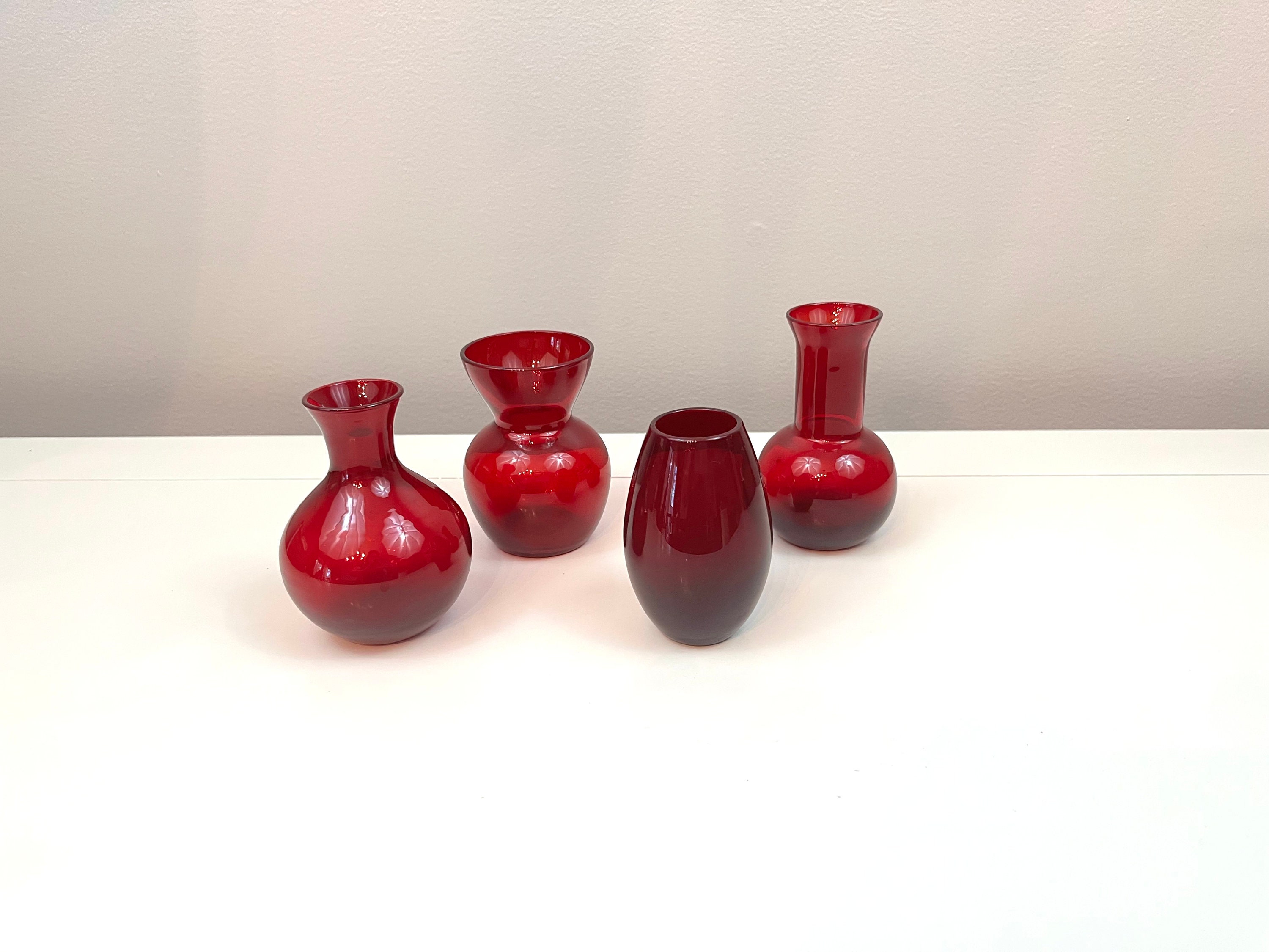Red Tall Glass Vases