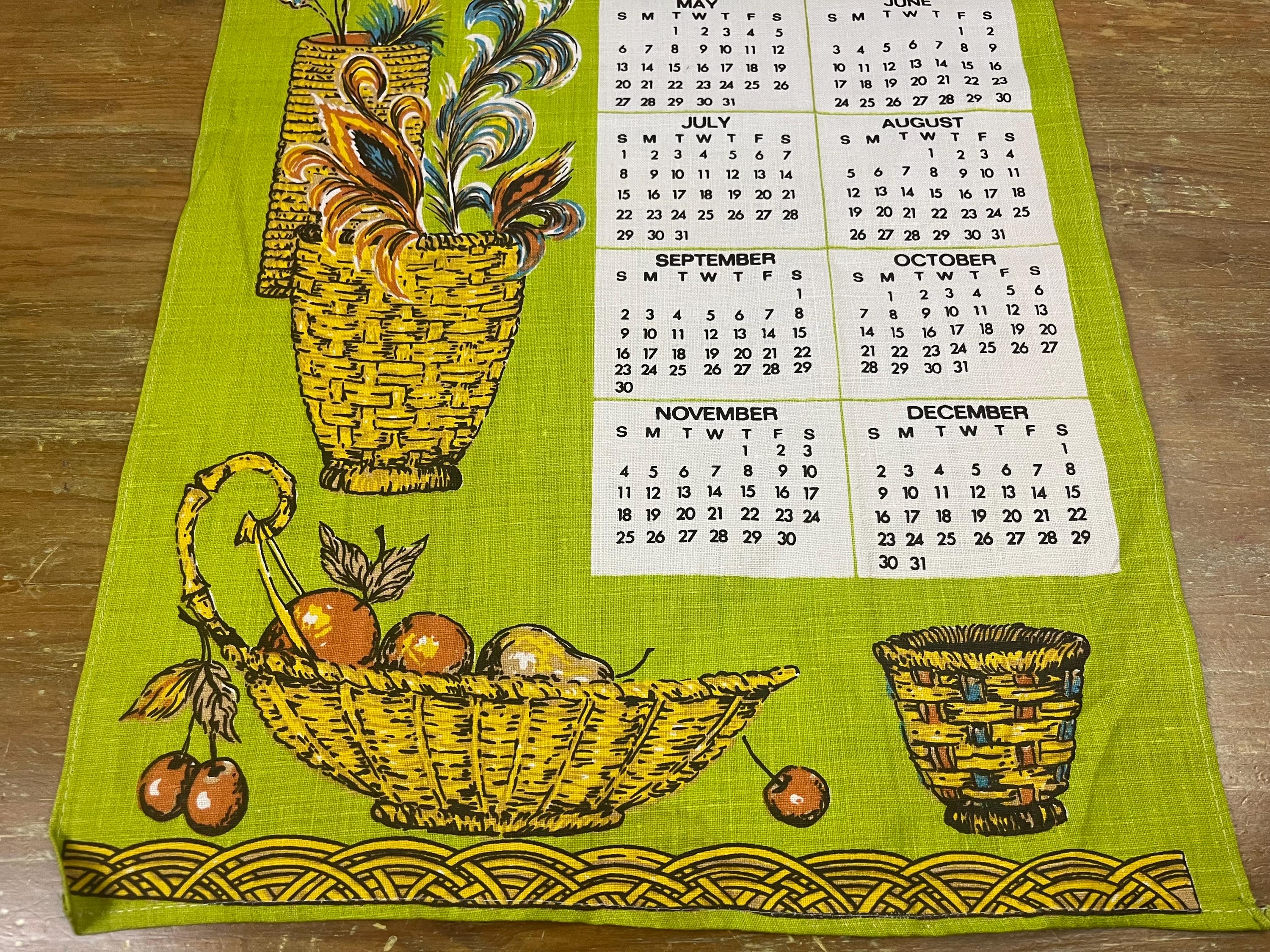 Vintage 1979 Calendar Linen Tea Towel Birth Year Gift Anniversary Gift ...