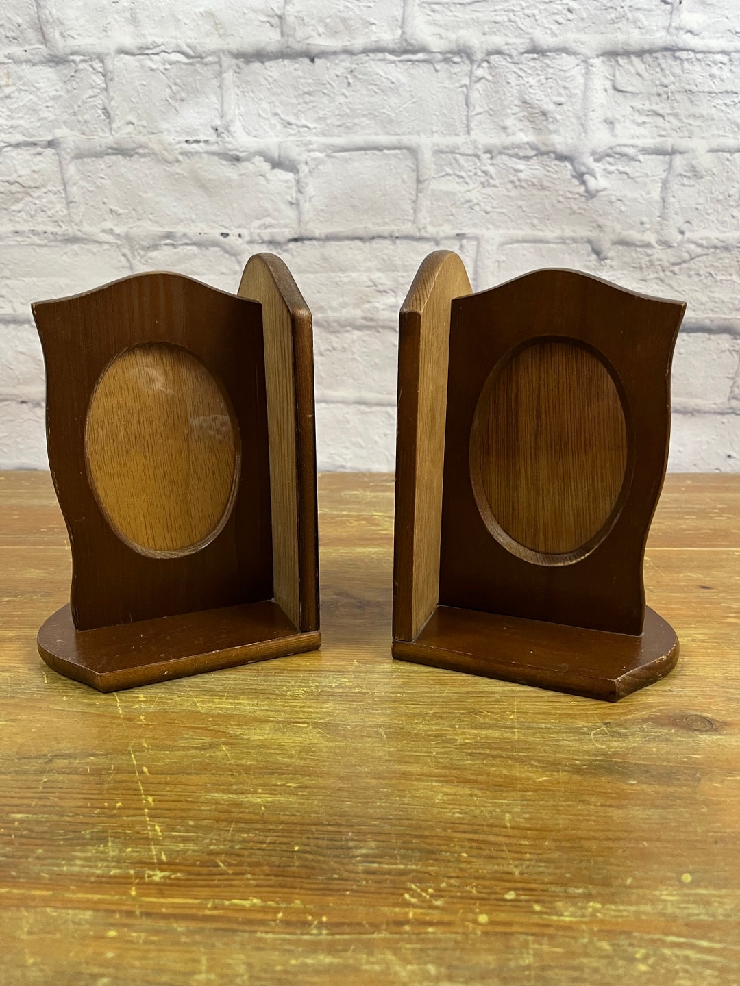 Vintage Wood Picture Frame Bookend Pair Childhood Photo Frames School ...