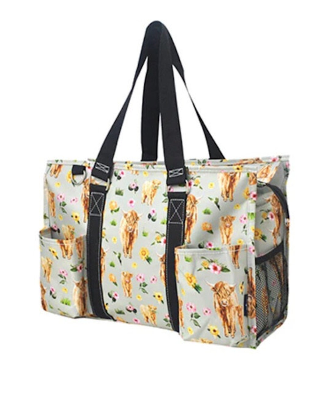 Floral Cow NGIL Zippered Caddy Organizer Tote Bag - Etsy
