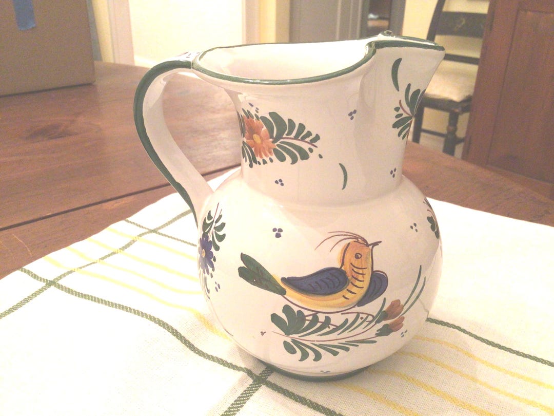 Deruta Pitcher With Bird White Greenery Hand Made in Italy - Etsy