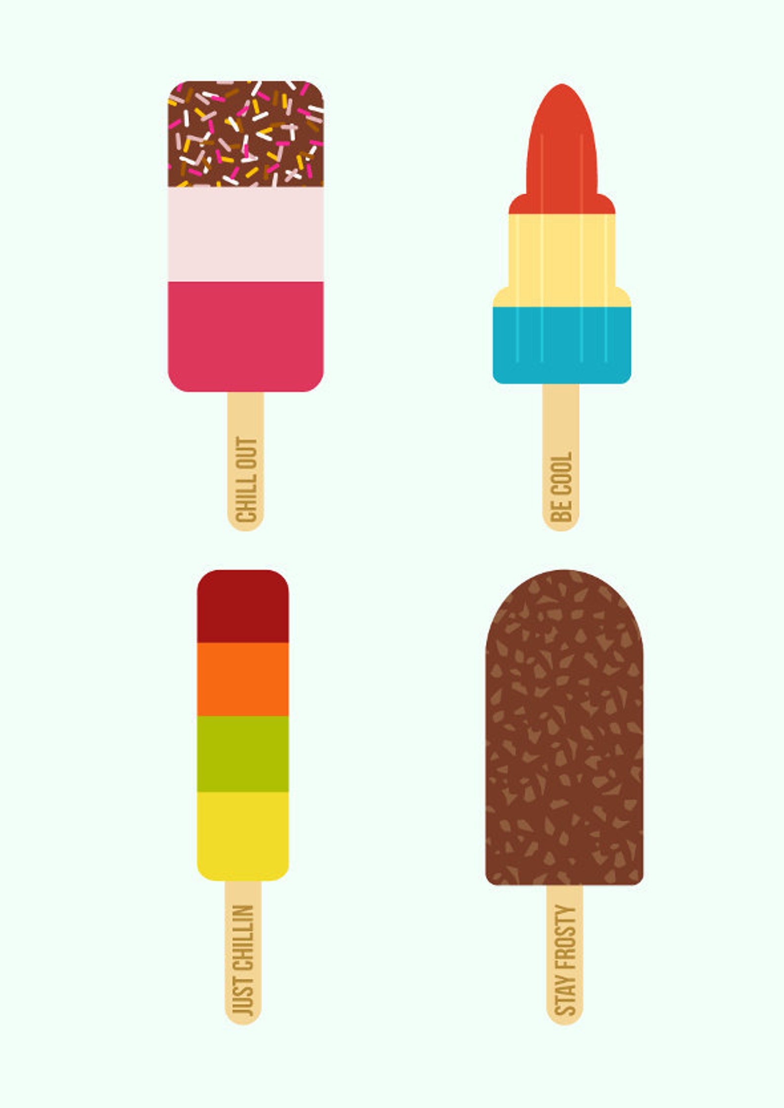 Illustration Ice Cream, Lolly Summer Kitchen Art, Illustrated Quotes ...