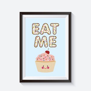 Cupcake Illustration, Kitchen Art Quote, Cute Cupcake, Kitchen Decor ...
