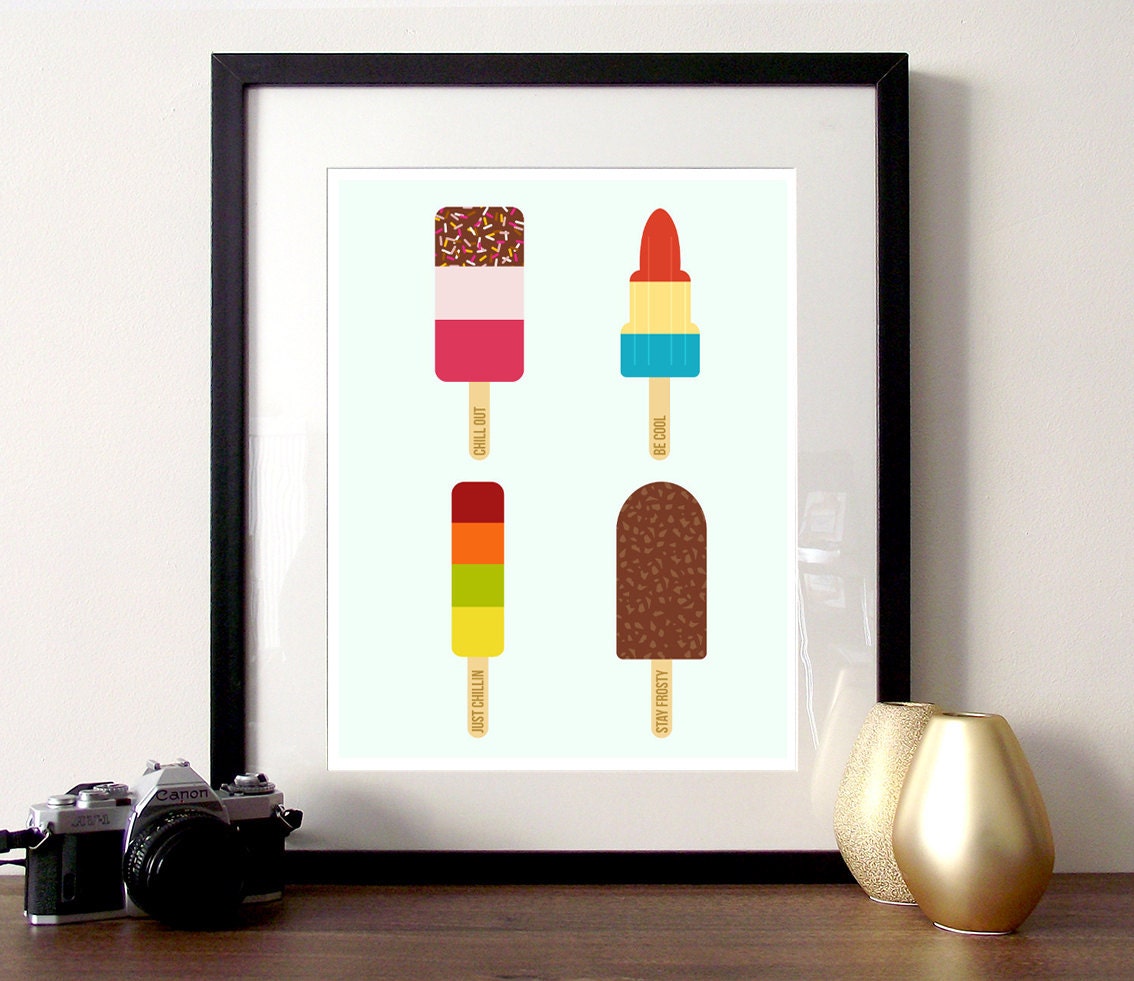Illustration Ice Cream, Lolly Summer Kitchen Art, Illustrated Quotes ...