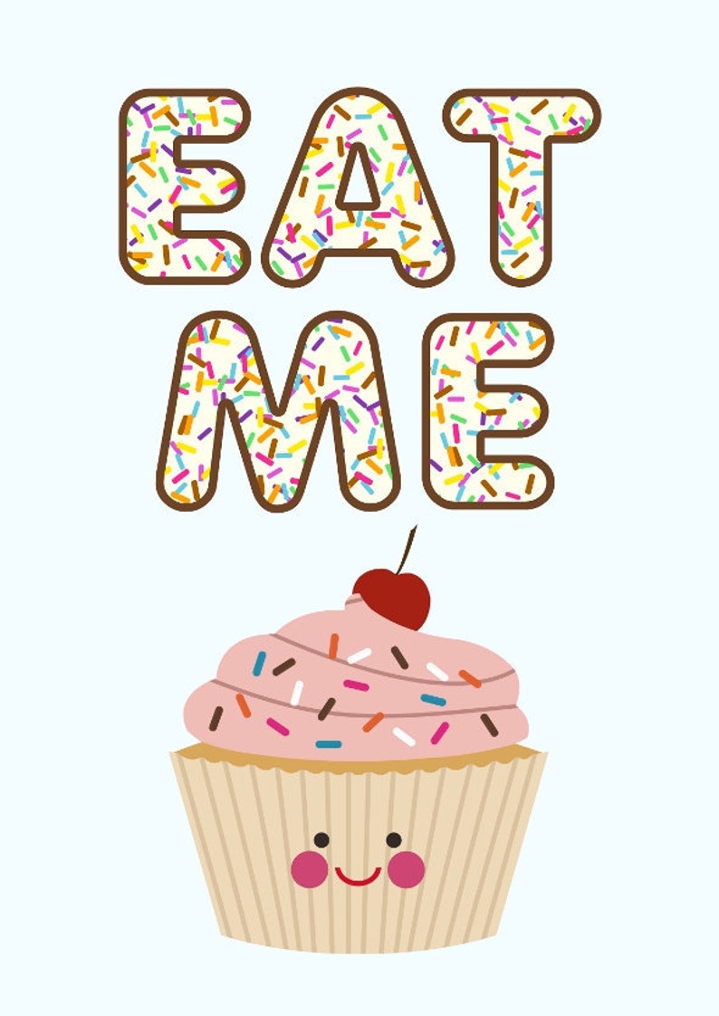 Cupcake Illustration, Kitchen Art Quote, Cute Cupcake, Kitchen Decor ...