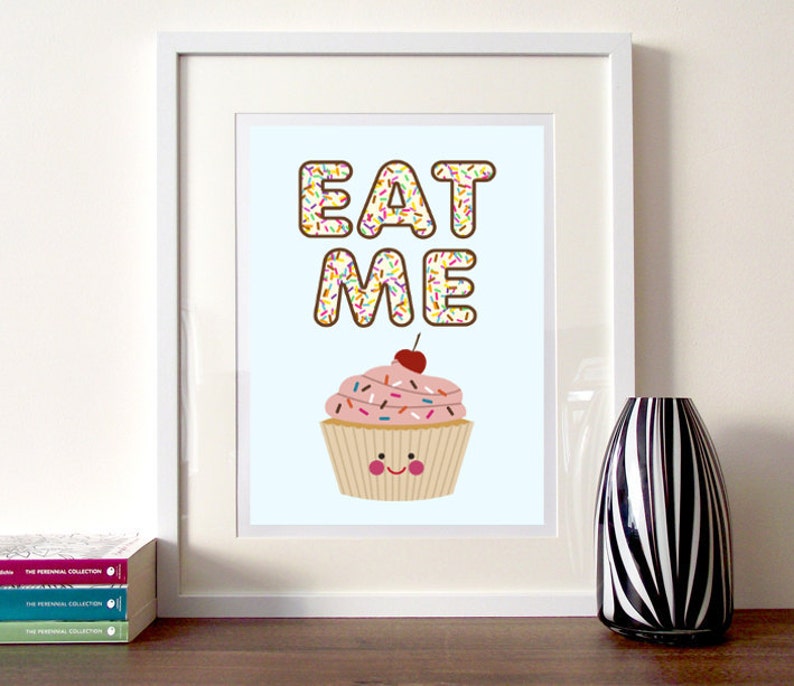 Cupcake Illustration, Kitchen Art Quote, Cute Cupcake, Kitchen Decor ...