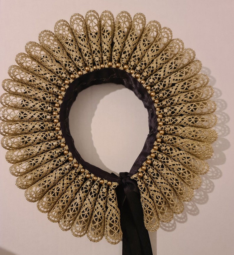 Tudor Elizabethan Renaissance Neck Ruff Gold Lace With Pearls. - Etsy