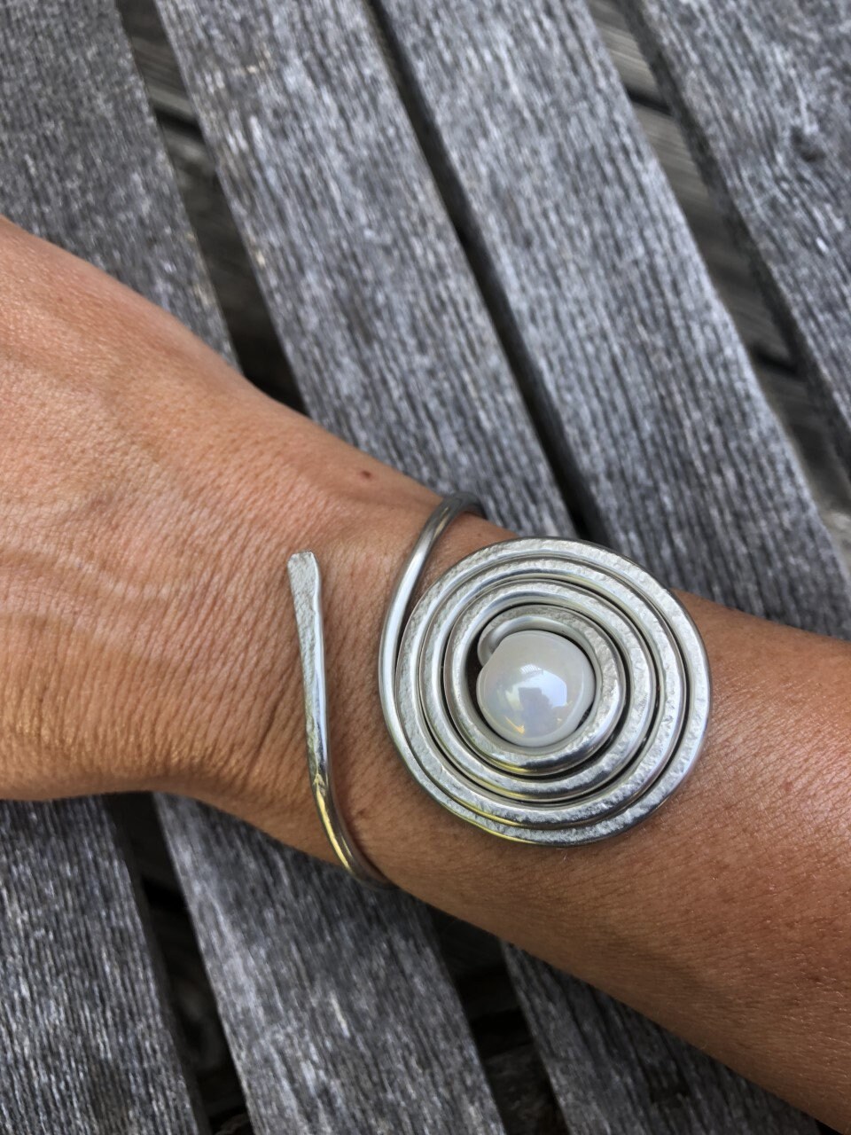 Unique Piece/Silver Jewelry/Silver Hammered Bracelet Cuff with | Etsy