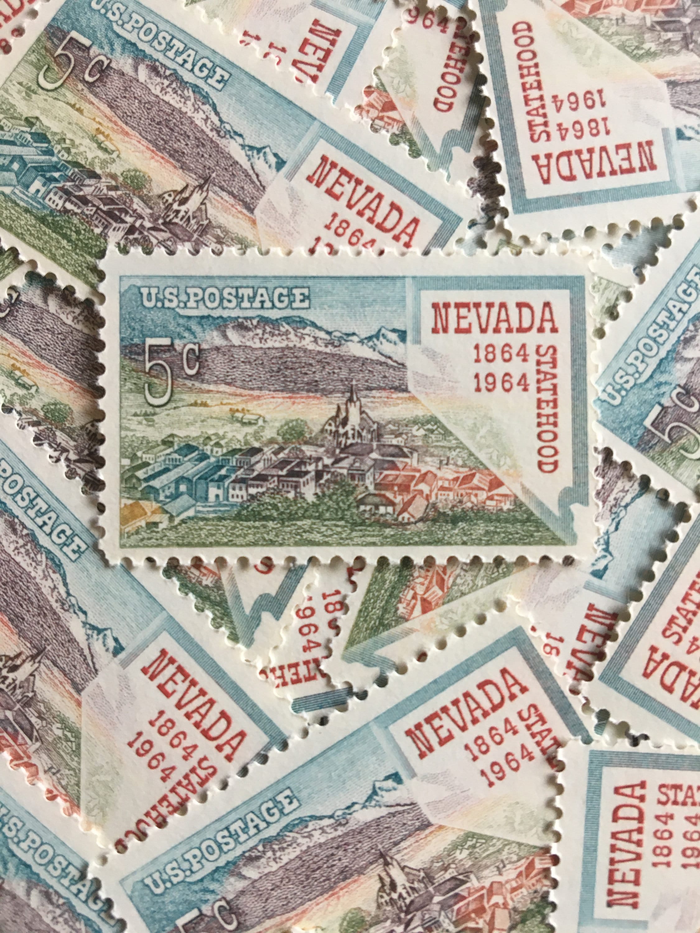 Green Nevada Statehood Vintage Postage Stamps // 5 Cents - Etsy