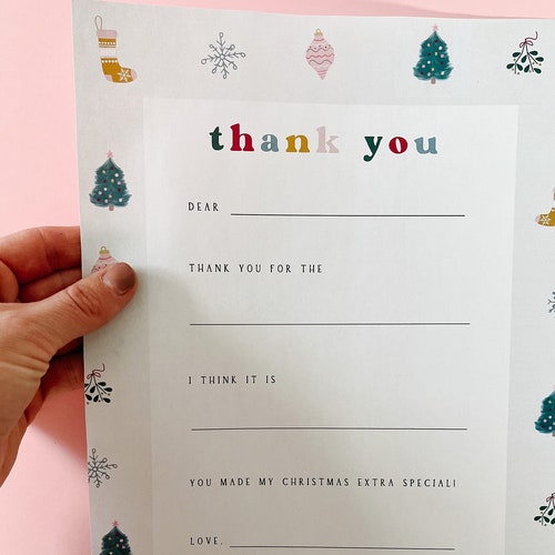 Fill in the Blank Printable Kids Christmas Thank You Note - Etsy