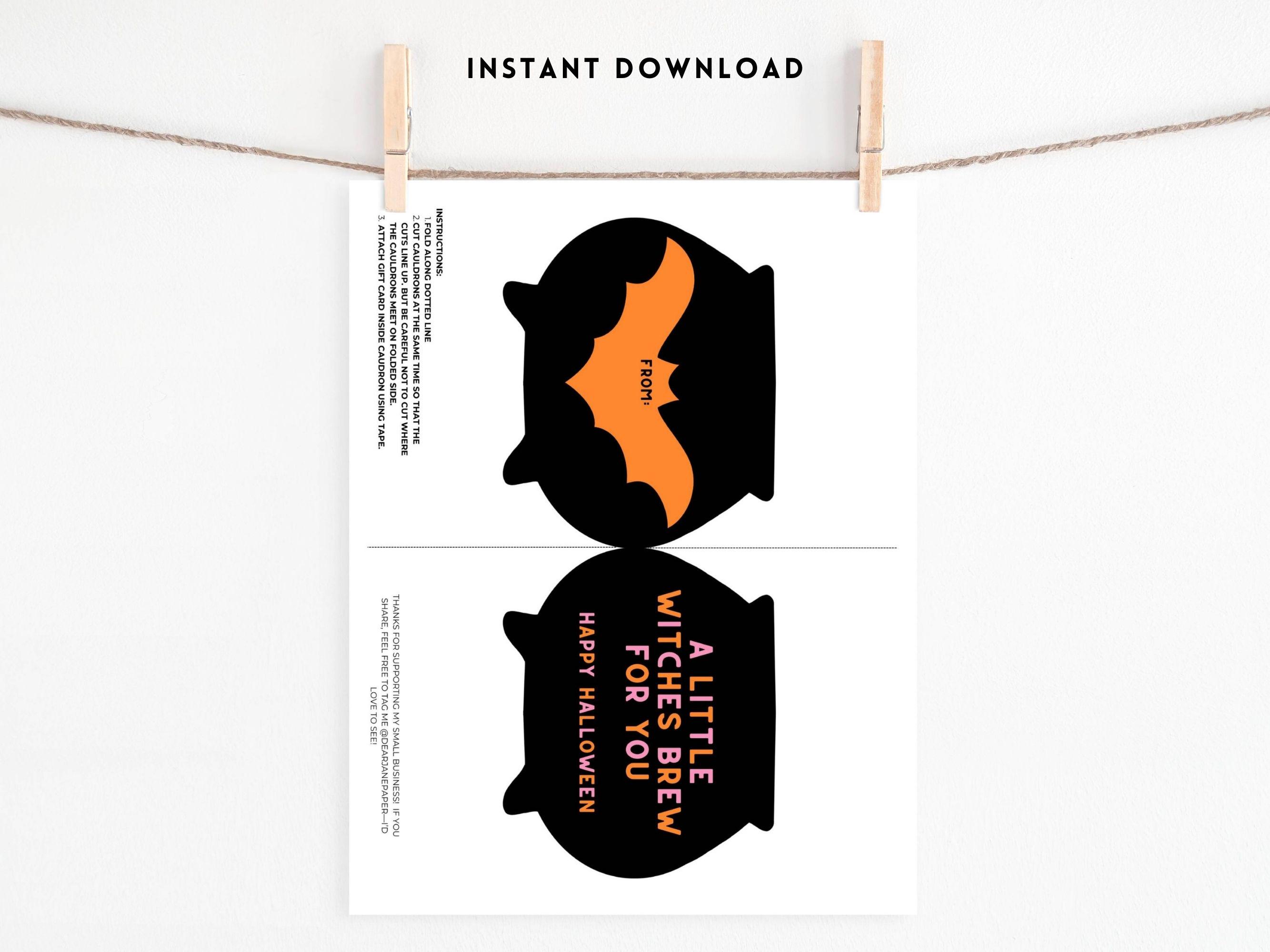 Halloween Coffee Gift Card Holder Printable – Witches Brew Teacher Gift ...