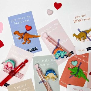 Dino Valentines Cards, Digital Printable Dinosaur Valentine Cards, Set ...