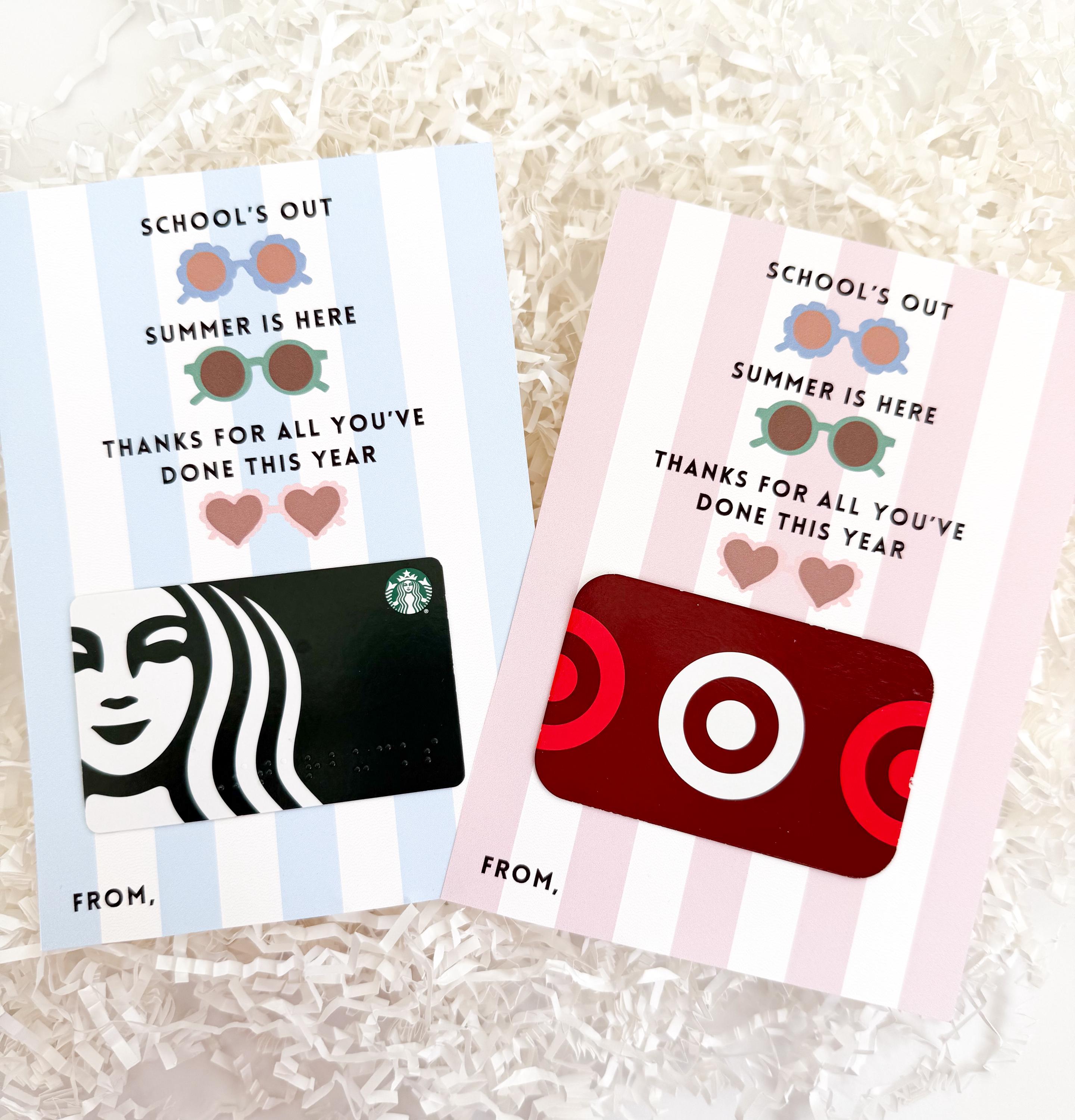 Printable End of School Year Gift Card Holder – Cute Teacher Thanks ...
