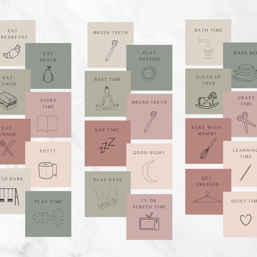 Routine Charts With Visual Cards for Kids Printable Toddler - Etsy